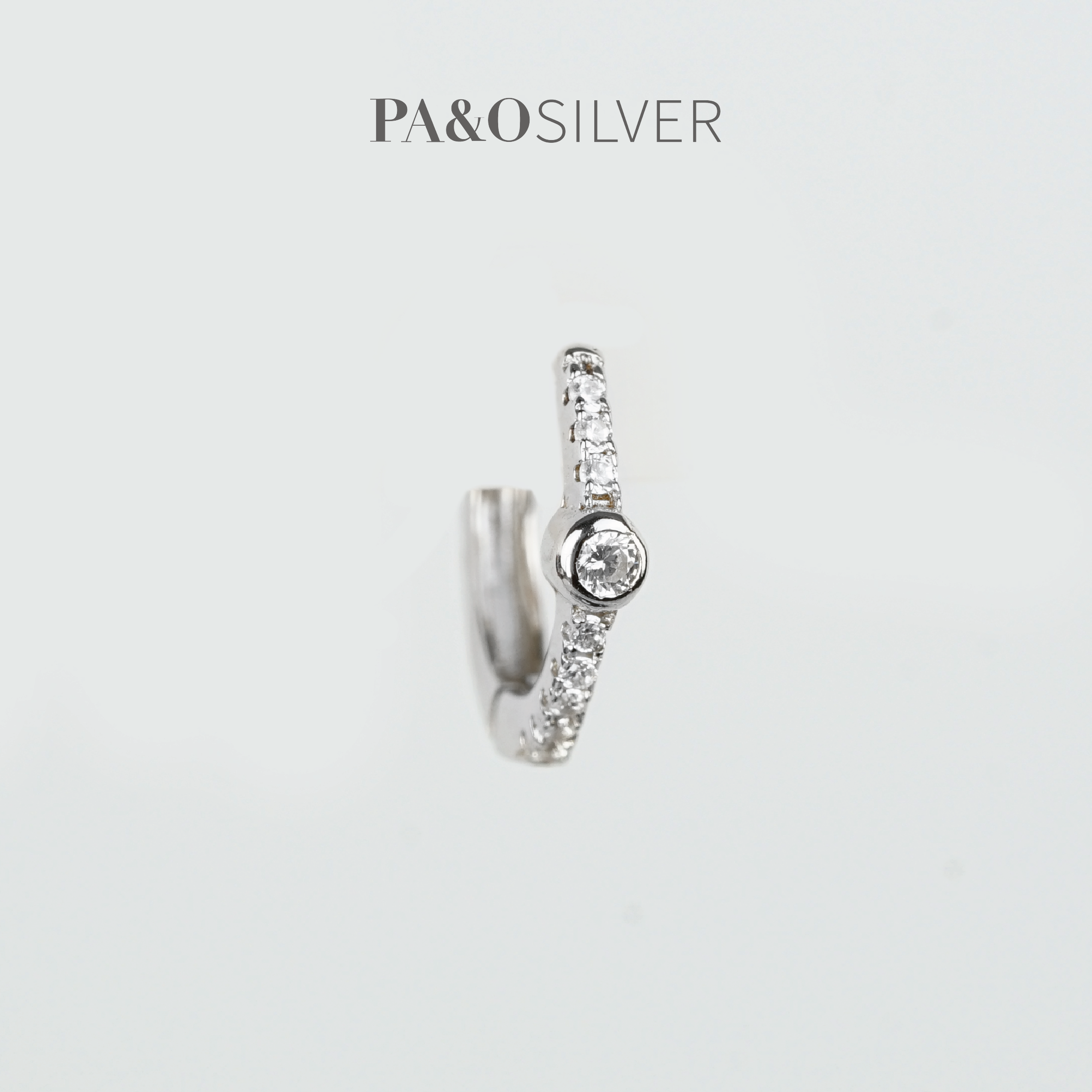 One Round Stone Sparkling Hoop Earring (slim) – PAandO