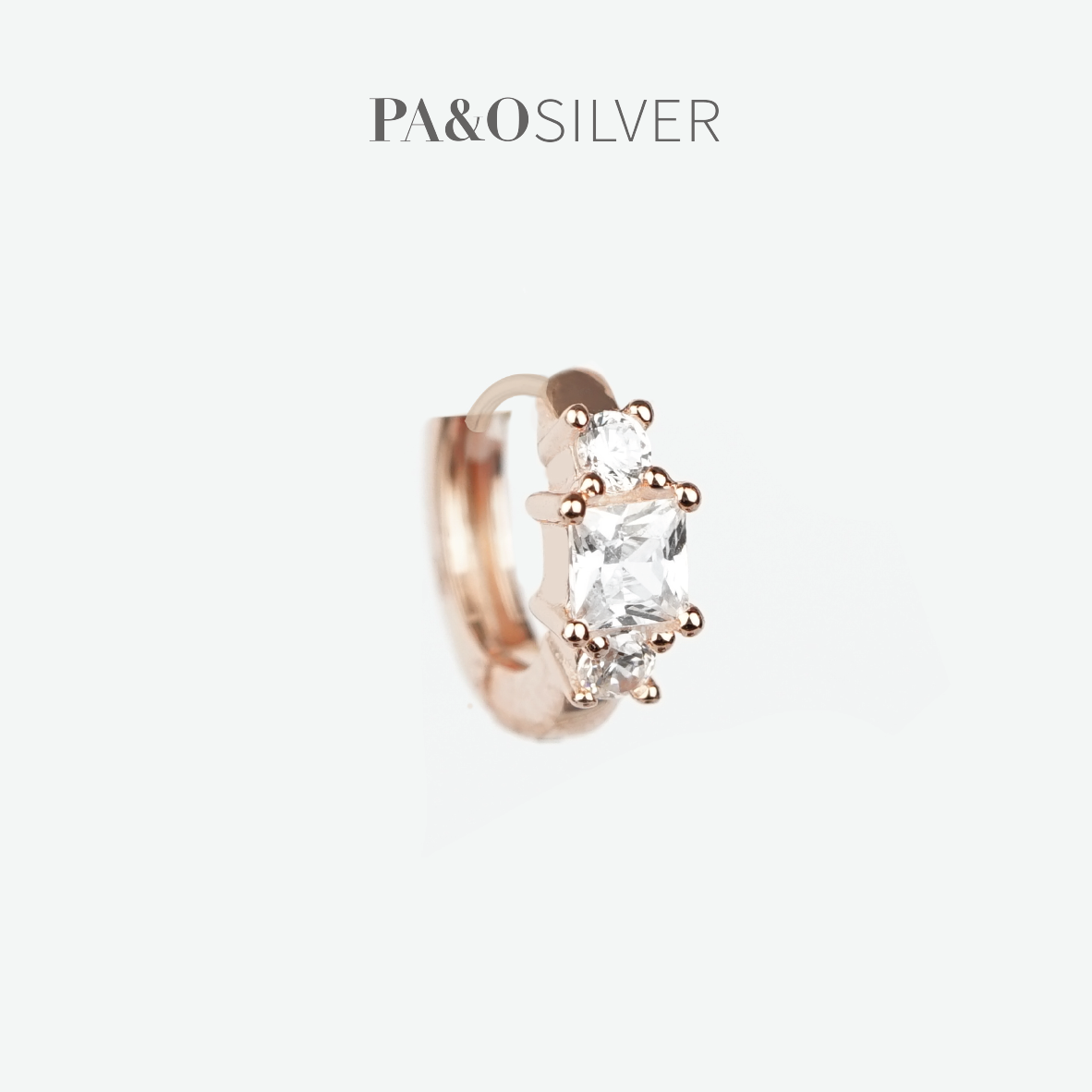Three round and square stone Hoop Earring – PAandO