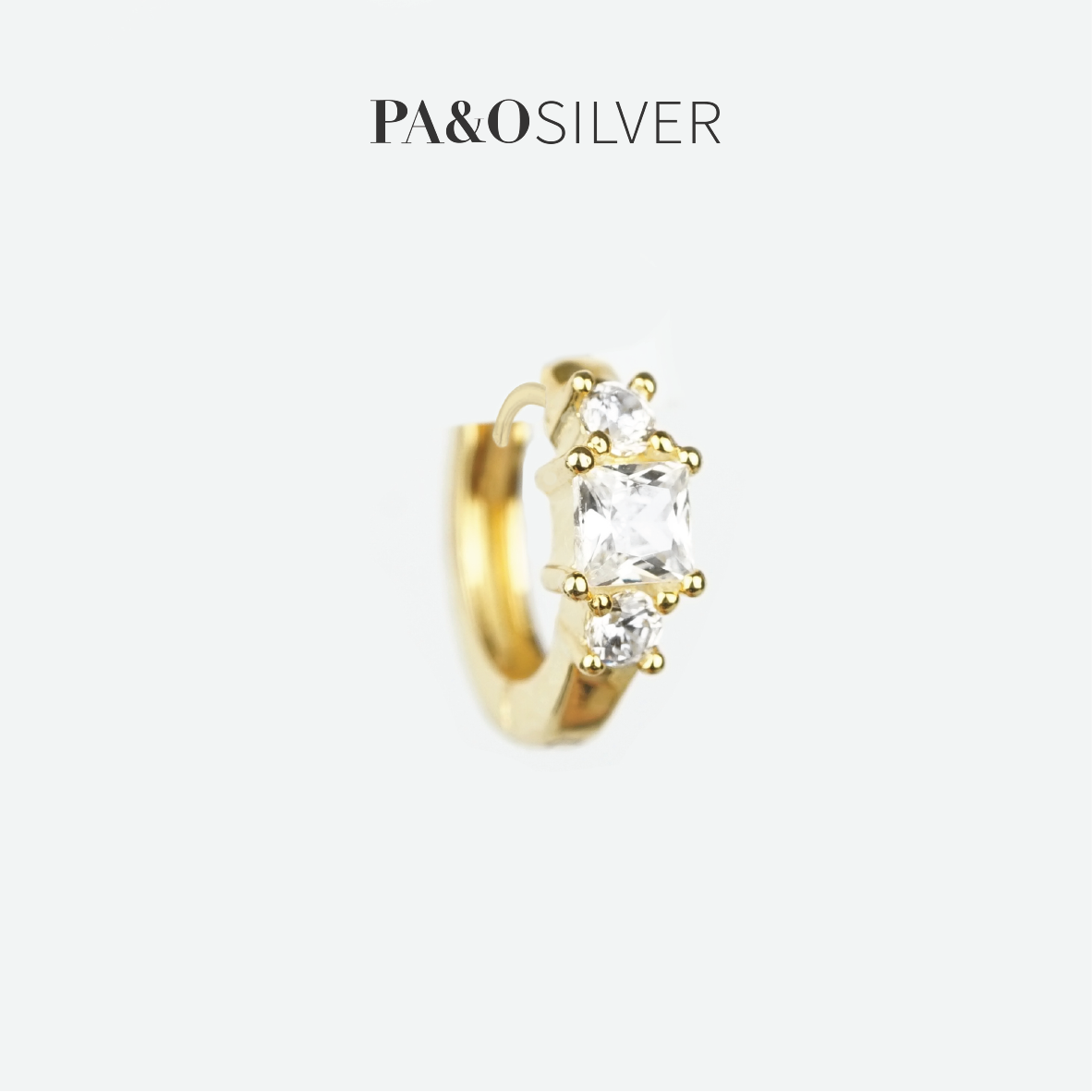 Three round and square stone Hoop Earring – PAandO